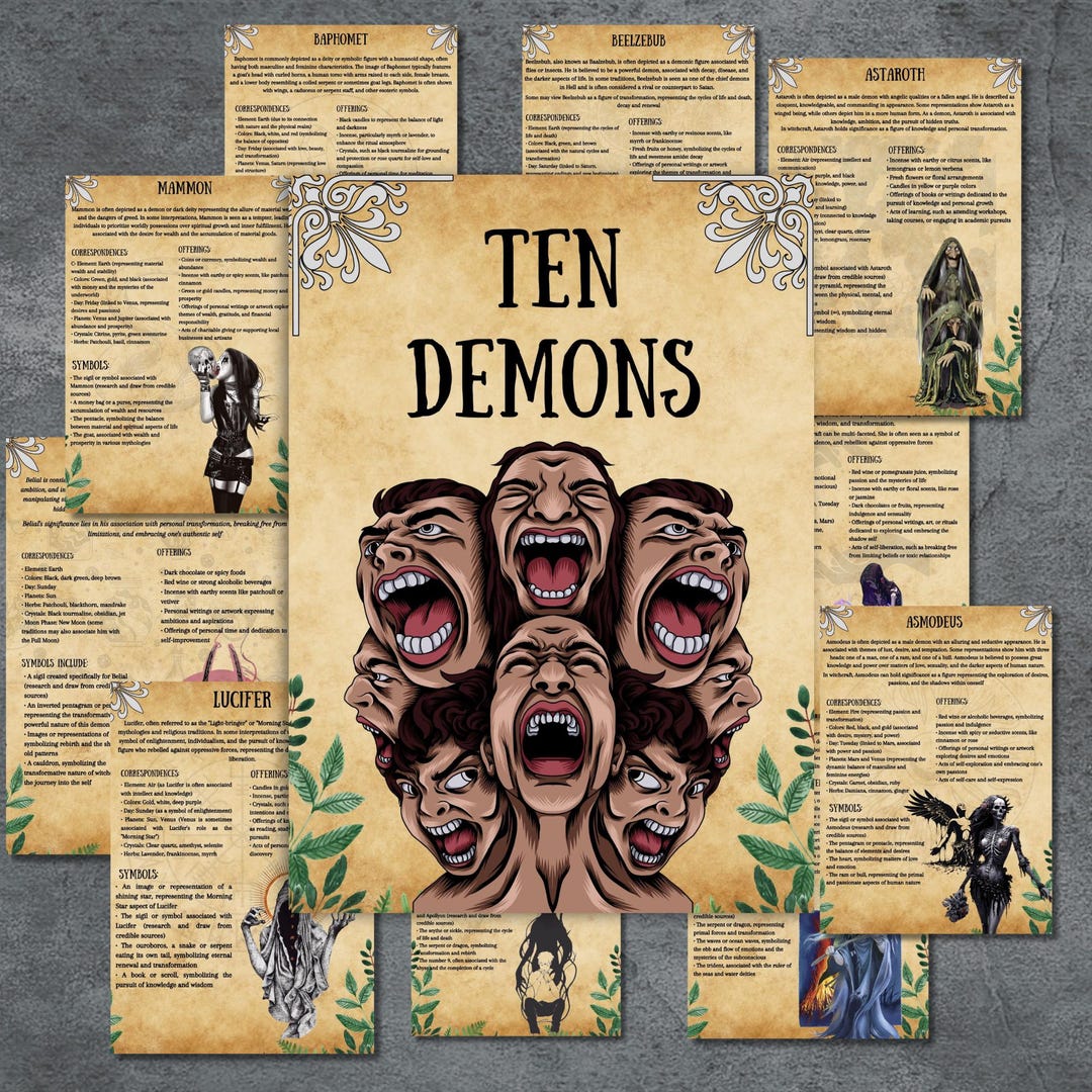 Secret Demon Grimoire Pages, Demonic Book of Shadows, Printable ...