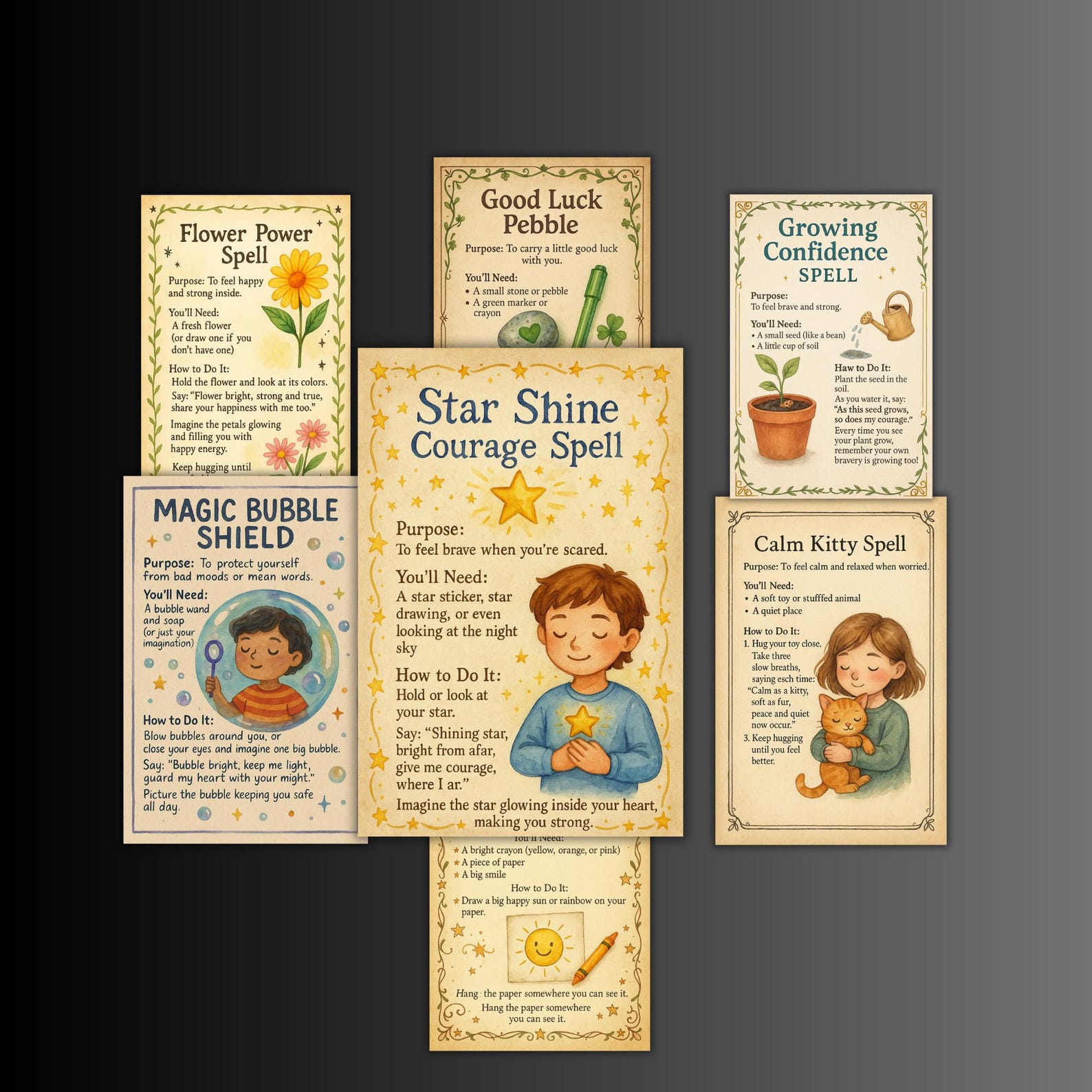 Spell Book Pages for Kids, Witchcraft for Kids, Printable Spells Bundle ...