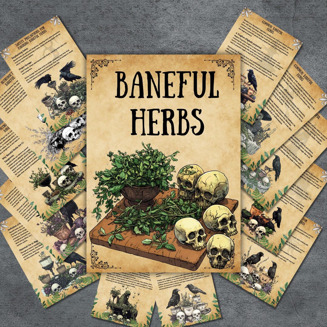 Secret Baneful Herbs Grimoire Pages, Toxic Herbs, Book of Shadows ...