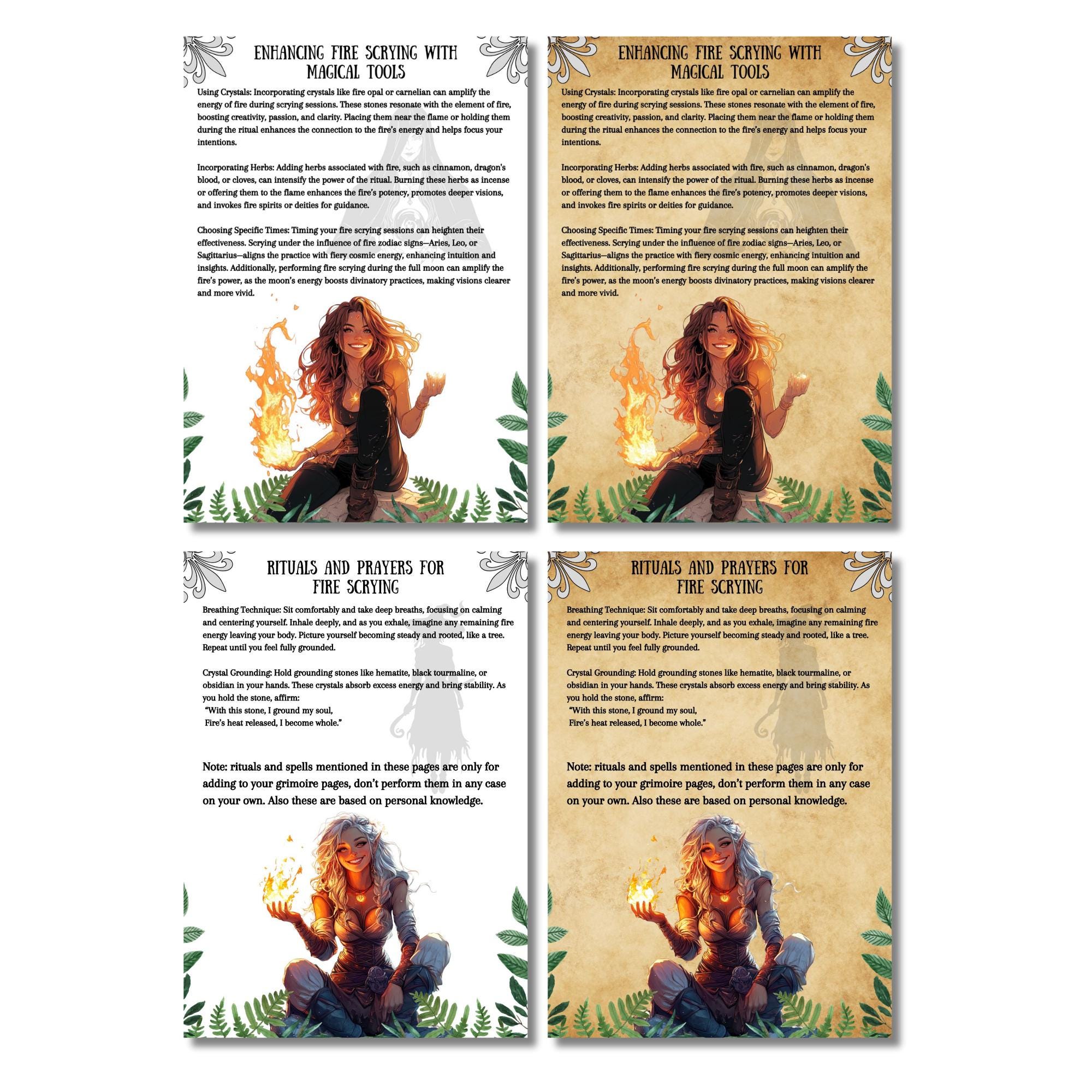 Fire Scrying Grimoire Page, Divination Witch Bundle, Book of Shadows ...