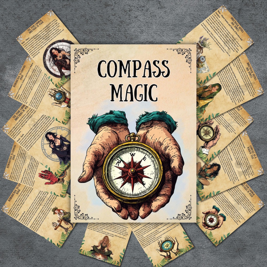 Secret Compass Magic Grimoire, Printable Witchy Book of Shadows Pages ...