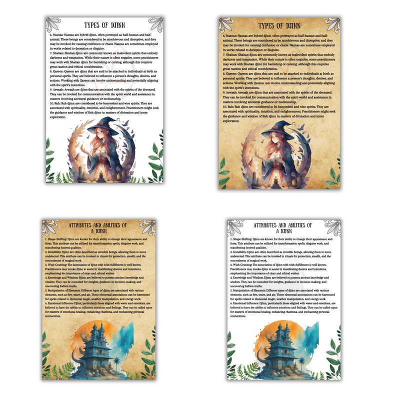 Secret Djinn Printable Grimoire Pages, Wiccan Book of Shadows, Djinn ...