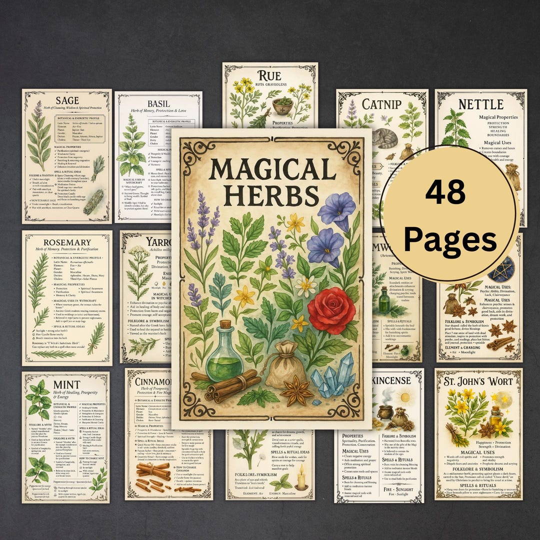 48 Magical Herbs, Herbal Witch, Grimoire Pages, Witchcraft Journal ...