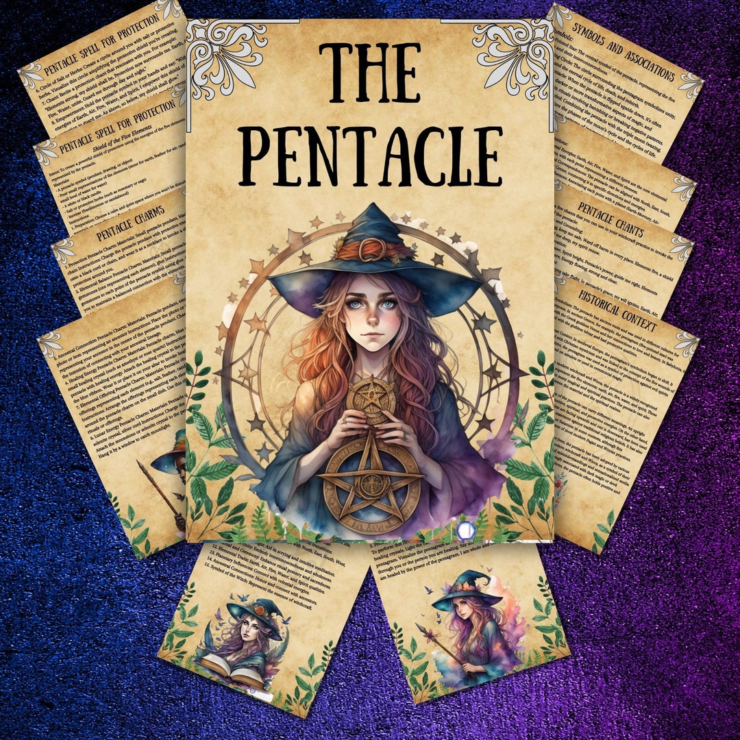 Pentacle Witchcraft Grimoire Pages: Book of Shadows Printable, Pentacle ...