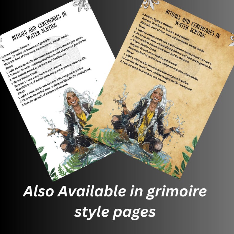Secret Water Scrying Grimoire Pages, Divination Book of Shadows ...