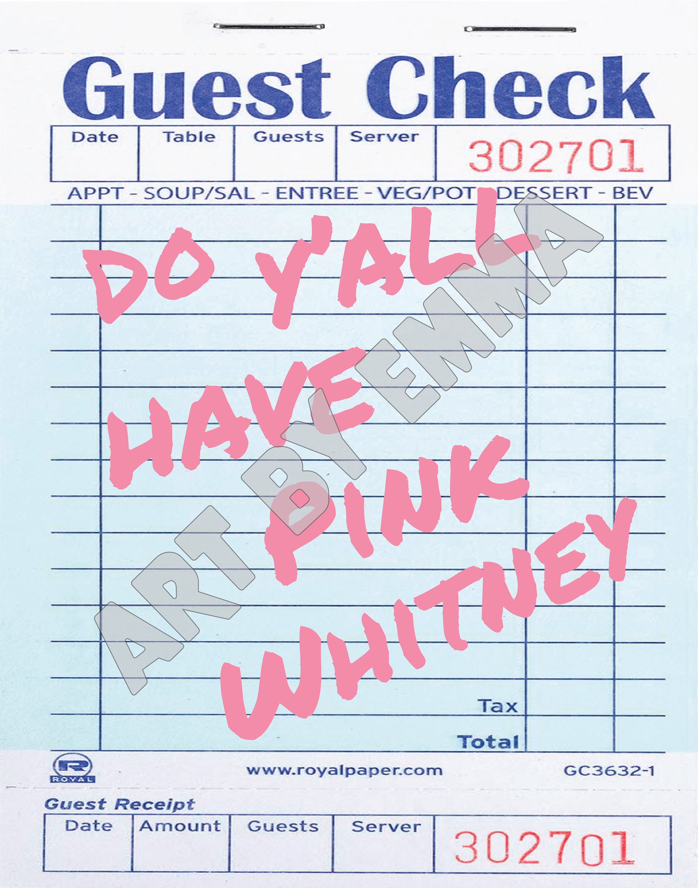 Custom Guest Check Wall Print Bar Cart Wall Print College - Etsy