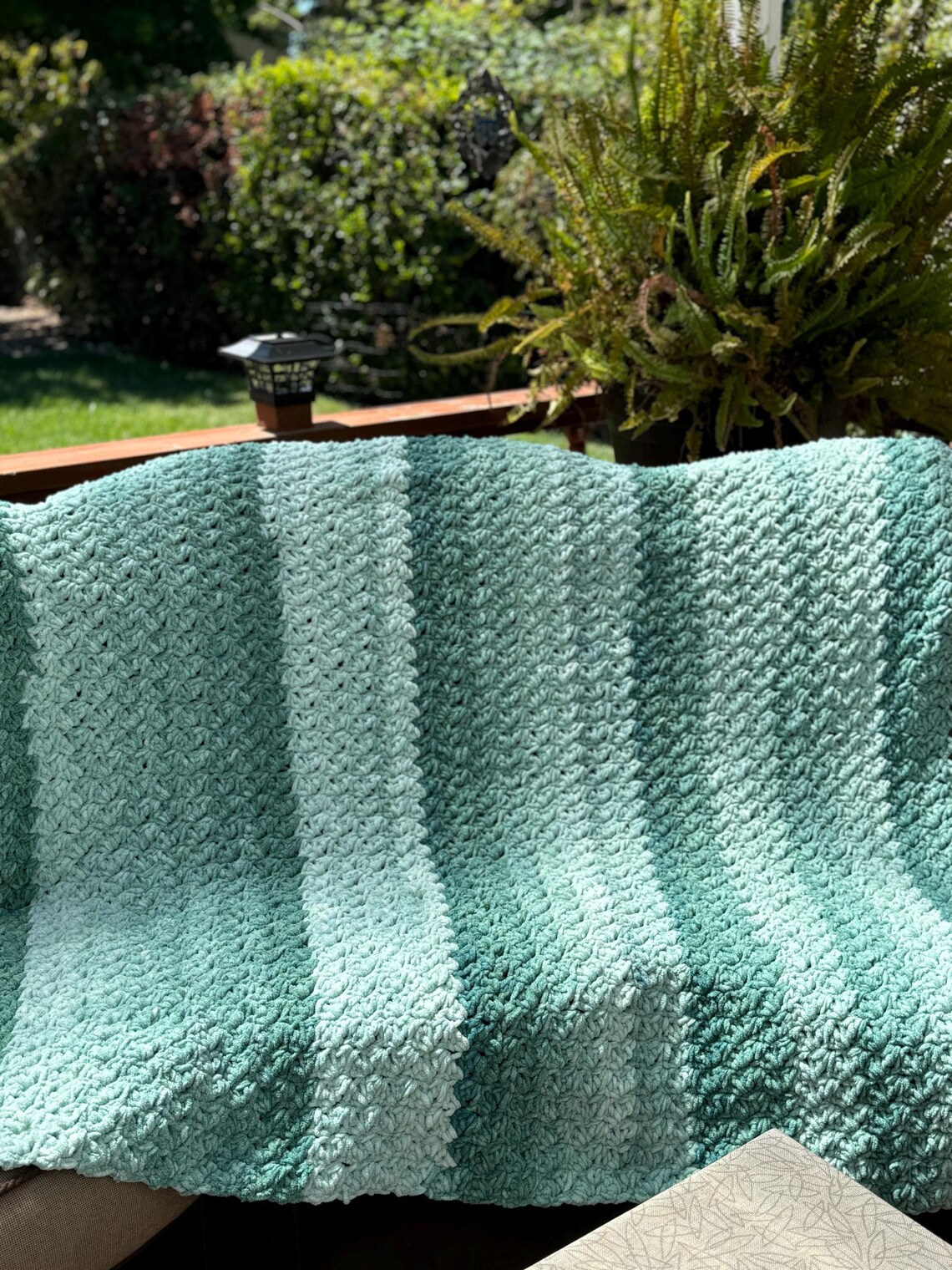 Handmade Spring Afghan, Chenille Green Blanket (66x68) - Etsy