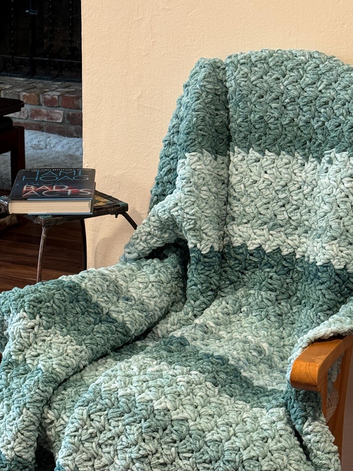 Handmade Spring Afghan, Chenille Green Blanket (66x68) - Etsy