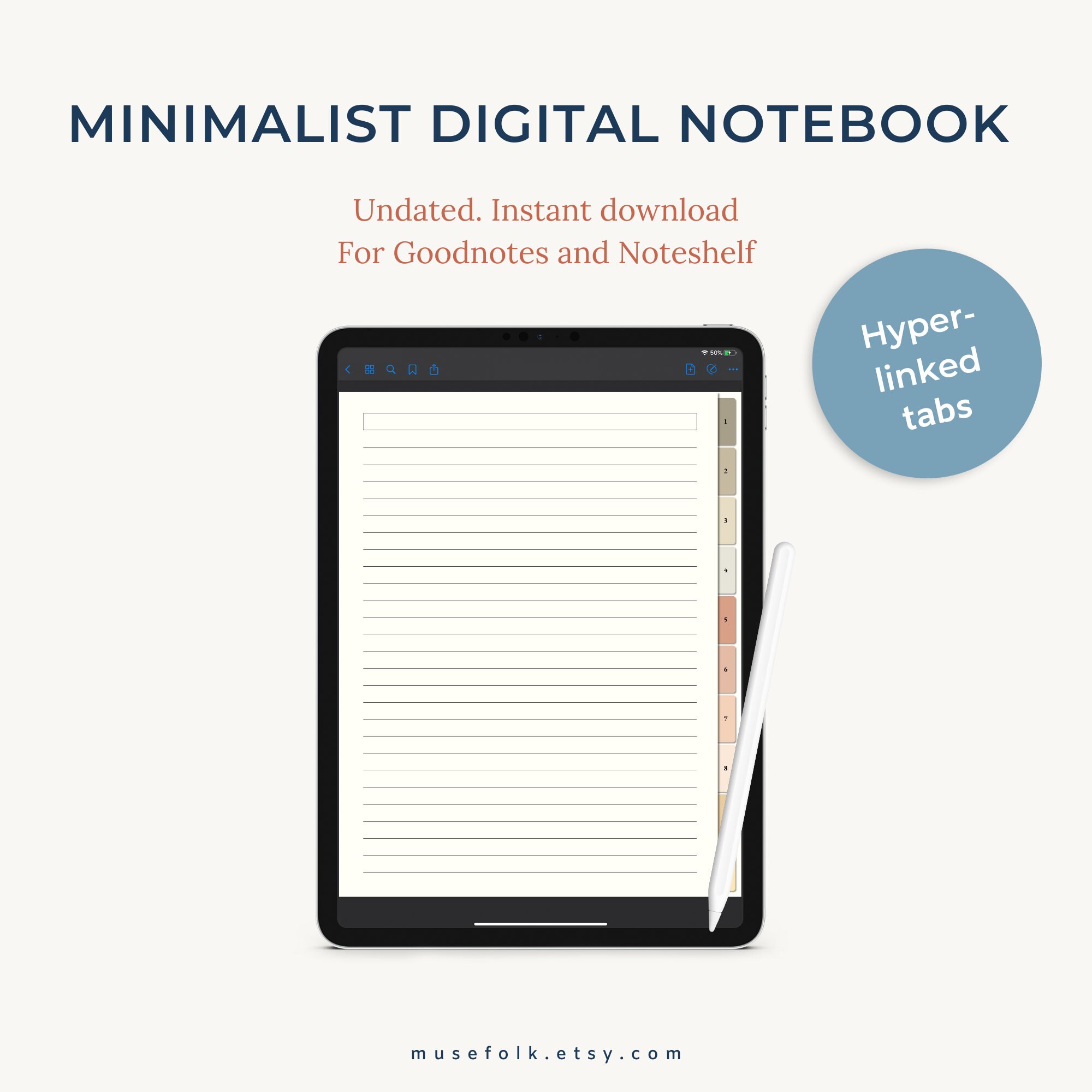 Digital Notebook for Goodnotes Notability Notebook Pages | Etsy