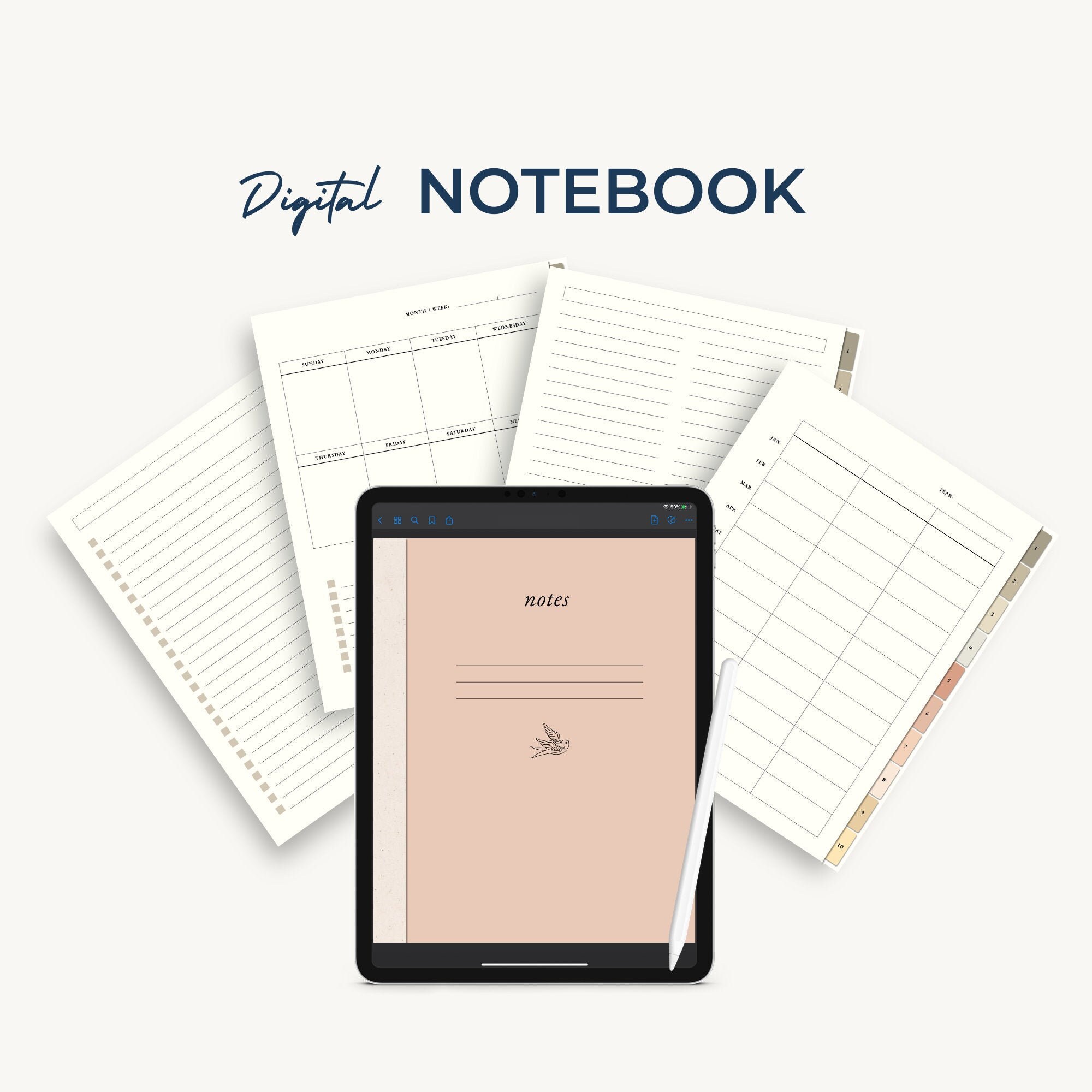 Digital Notebook for Goodnotes Notability Notebook Pages | Etsy