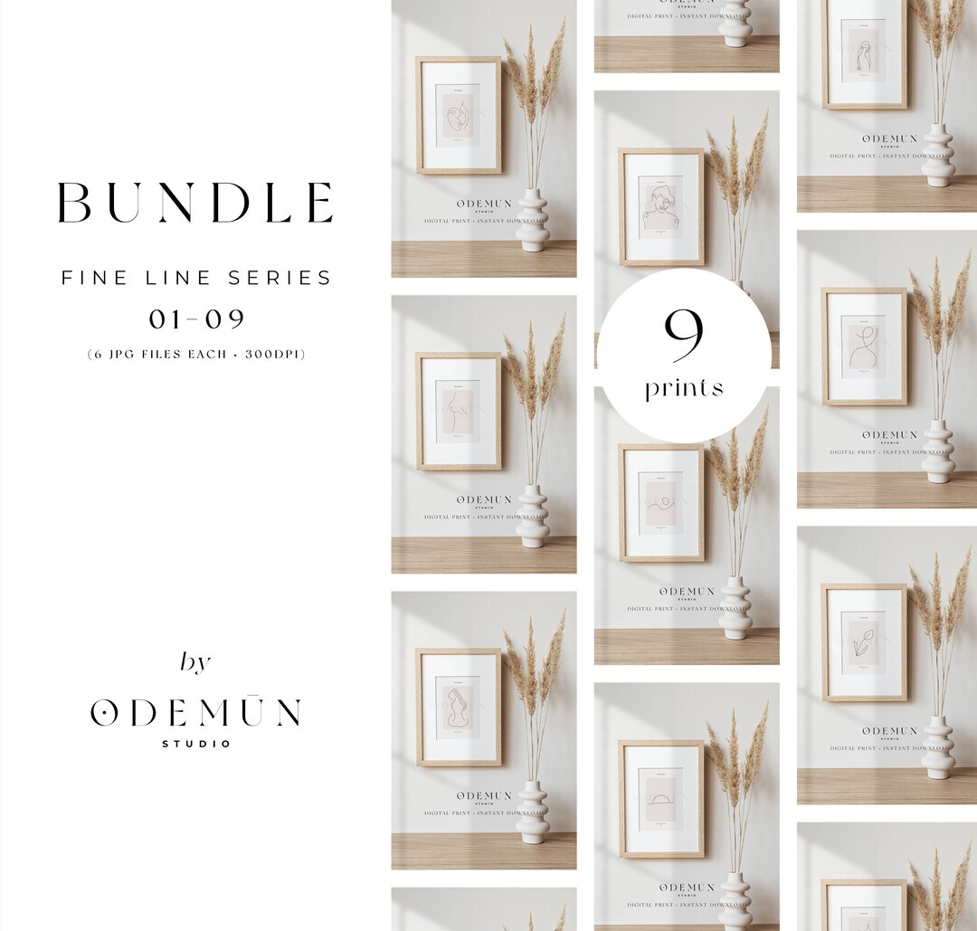 BUNDLE Line Art Posters, One Line Drawing Printable, Abstract Wall Art ...