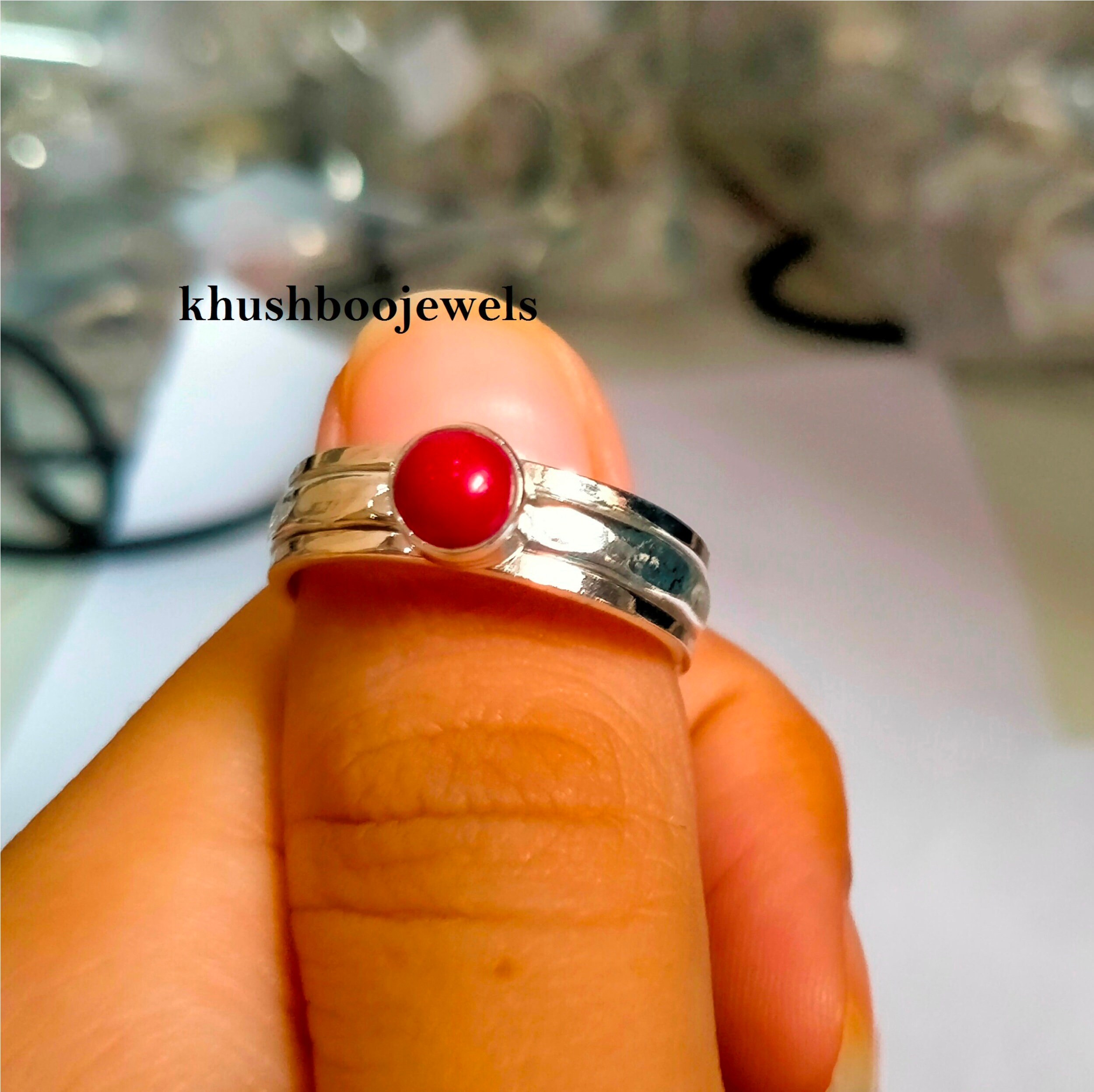 Coral Ring Silver Band Ring 925 Sterling Silver Handmade - Etsy