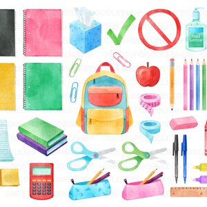 School Watercolor Clipart, Back to School Clipart, Teacher Clipart ...