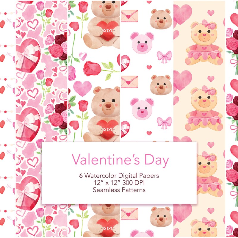 Valentine Digital Paper - Etsy