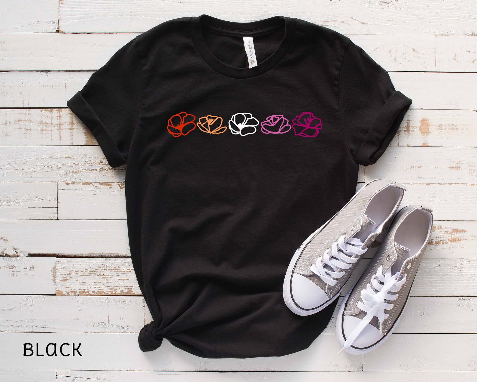 Subtle Lesbian Flower Shirt Lesbian Pride Shirt Lesbian Etsy