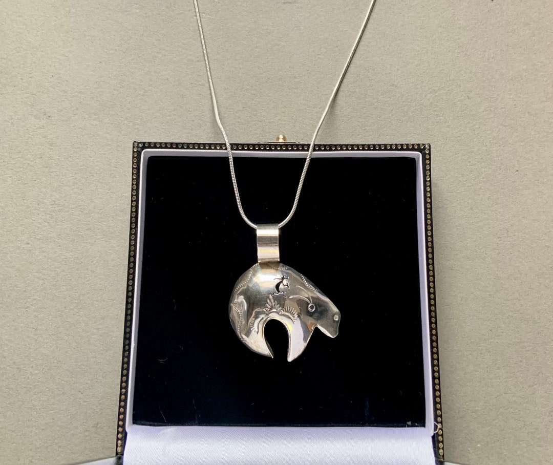 Randall Endito Native American Navajo Sterling Silver Bear Pendant ...