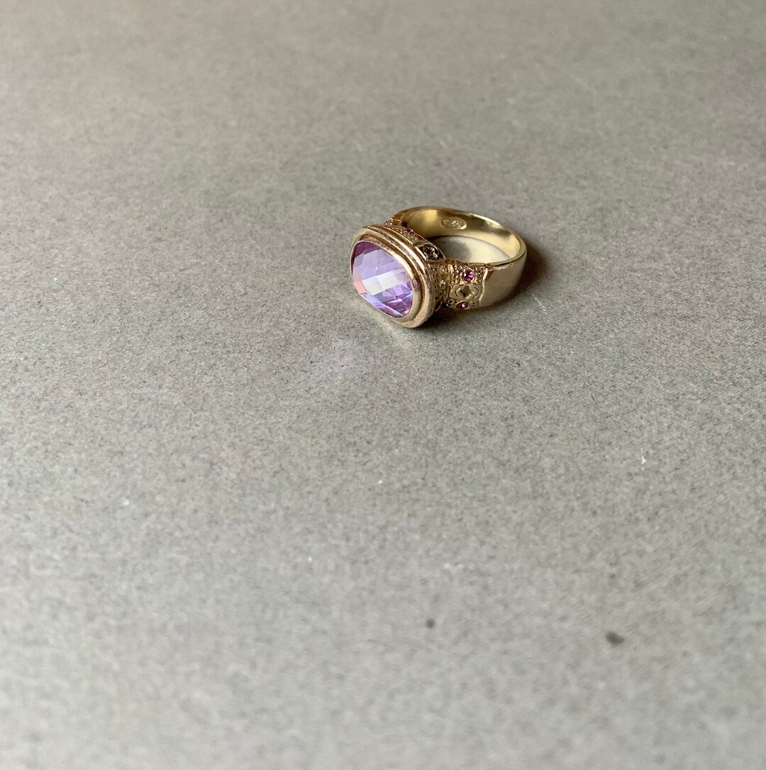 Lavender Glass Victorian Vermeil Gemstone Ring Size 6 - Etsy