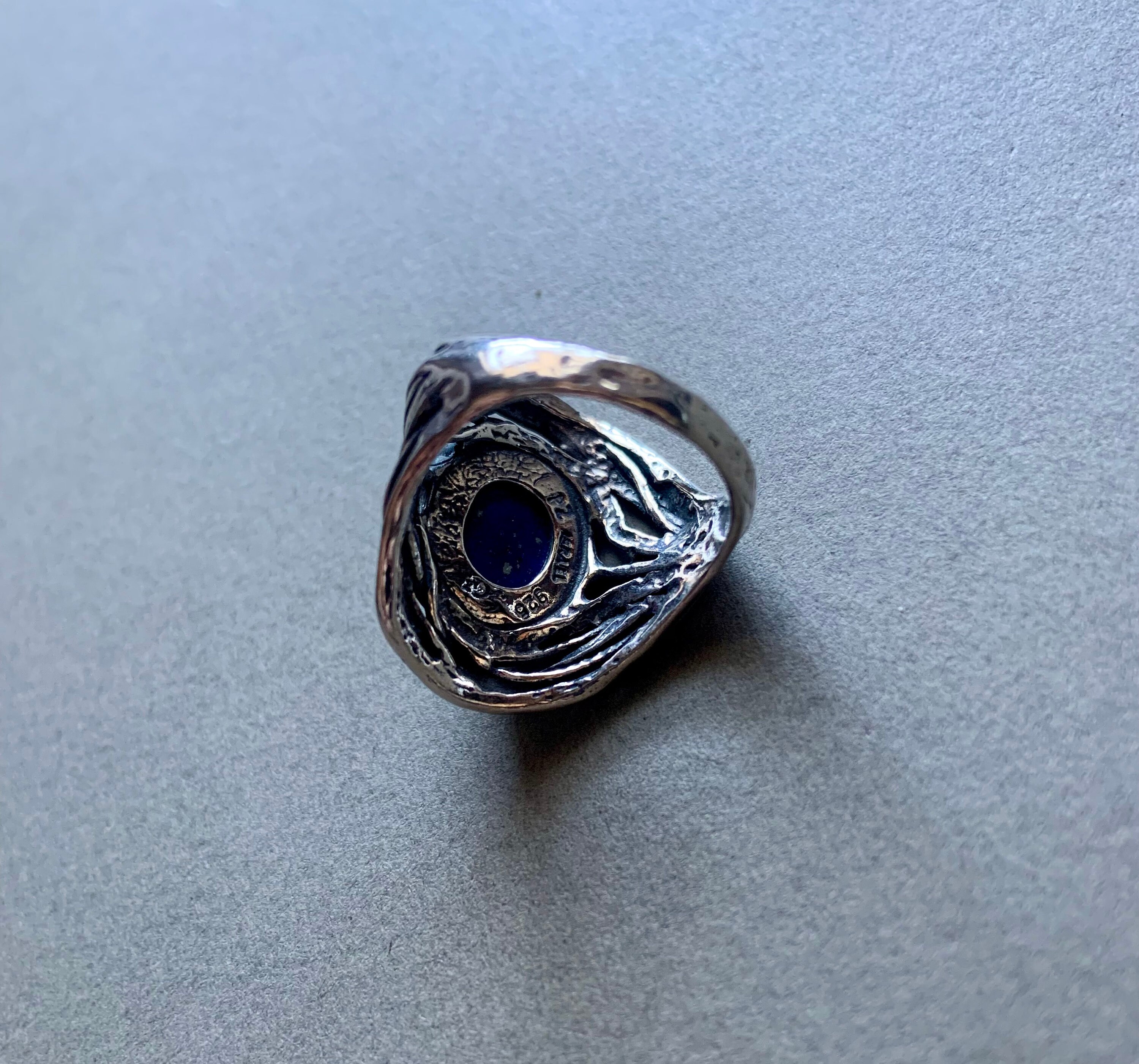 Paz Creations Israel Lapis Lazuli & Sterling Silver Statement Ring Size ...