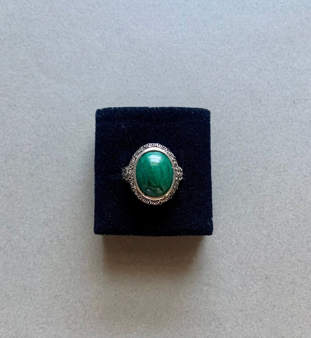 BBJ Malachite & Sterling Silver Oval Cocktail Ring Size 6 - Etsy