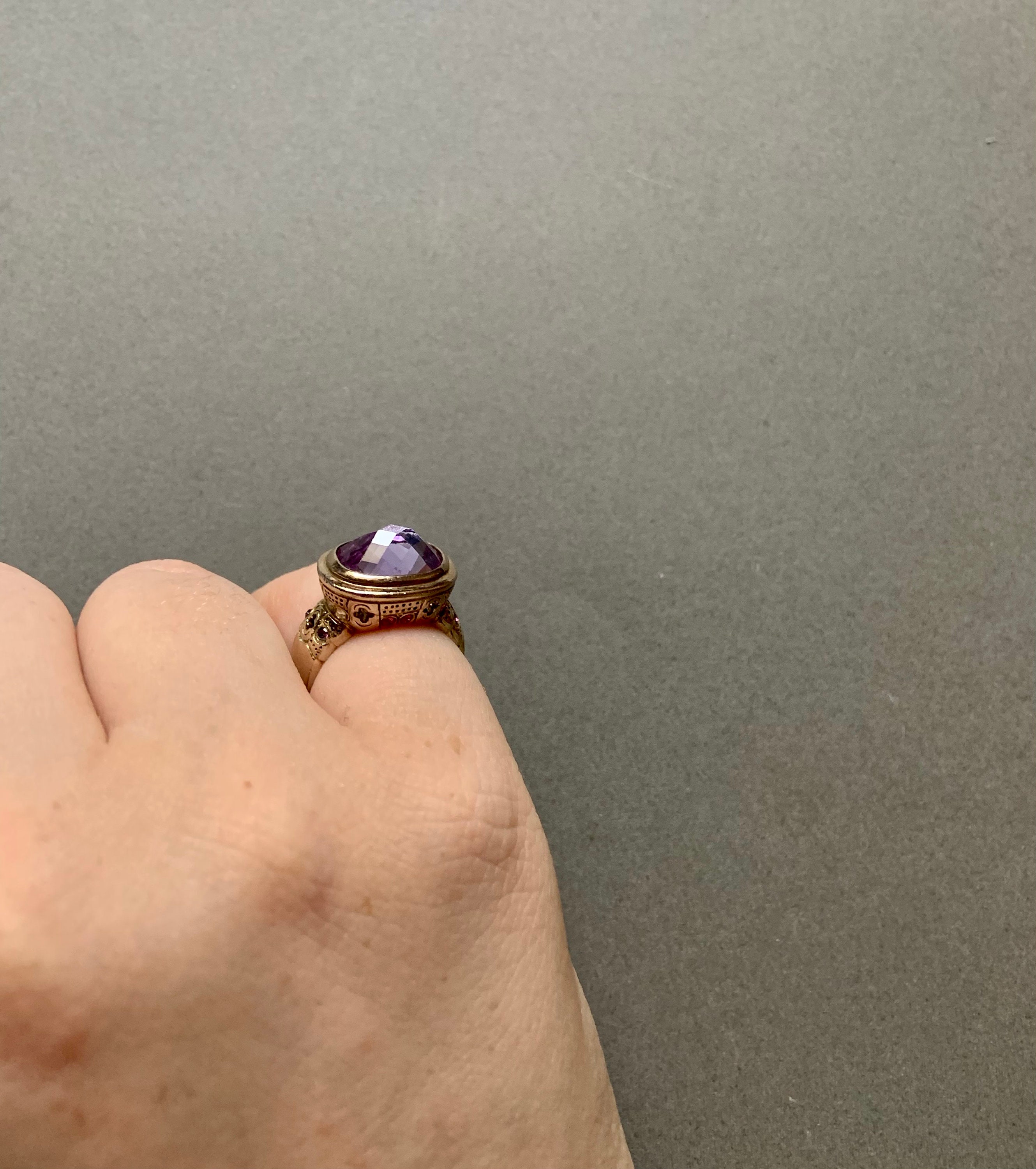 Lavender Glass Victorian Vermeil Gemstone Ring Size 6 - Etsy