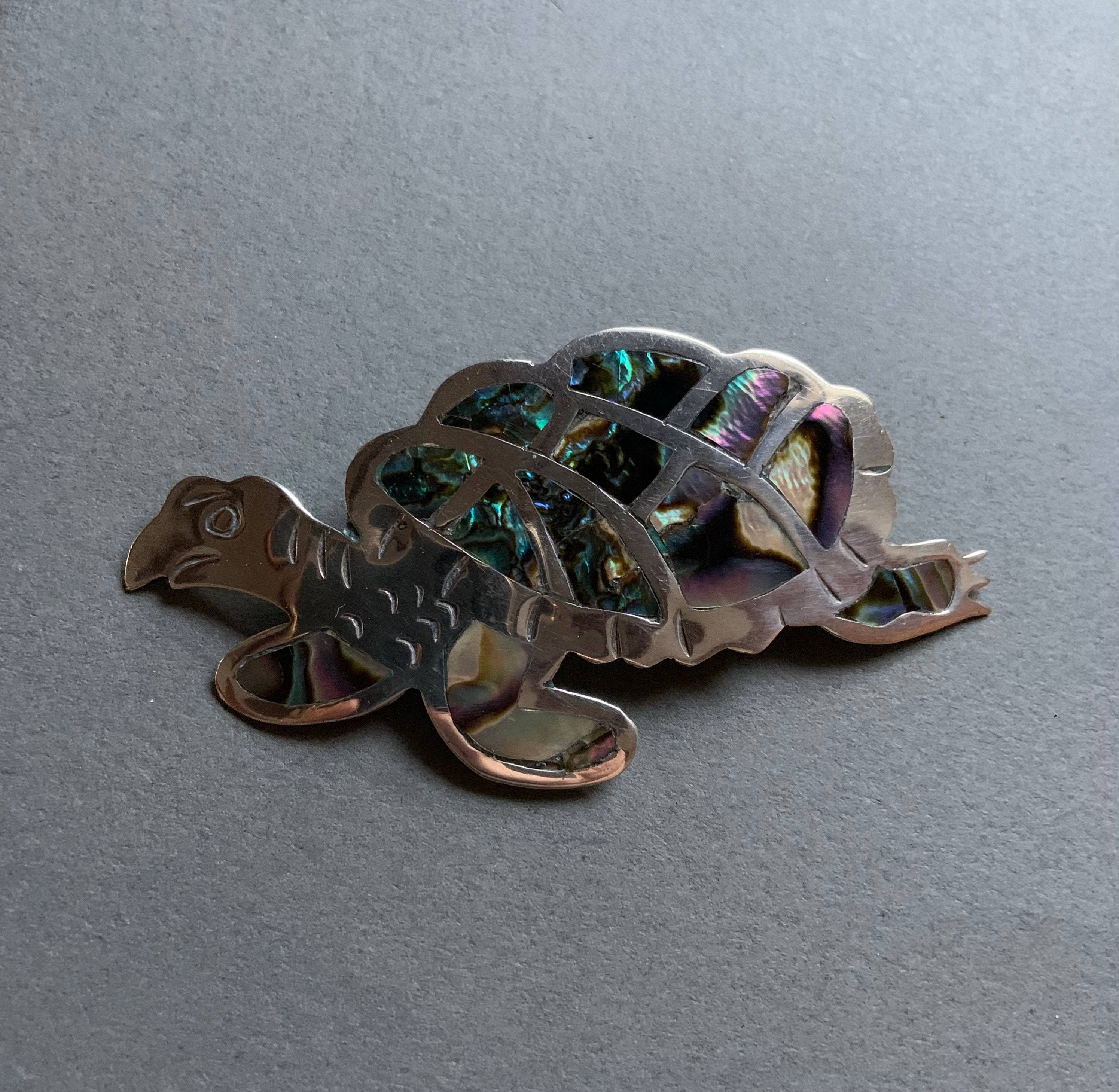 Abalone and Sterling Silver Turtle Brooch - Etsy