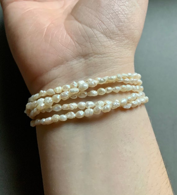 Genuine Seed Pearl Bracelet/ Stacking Necklace - Gem
