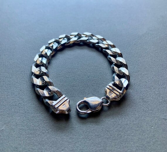 IBB Italy Sterling Silver Thick Chain Bracelet - Gem