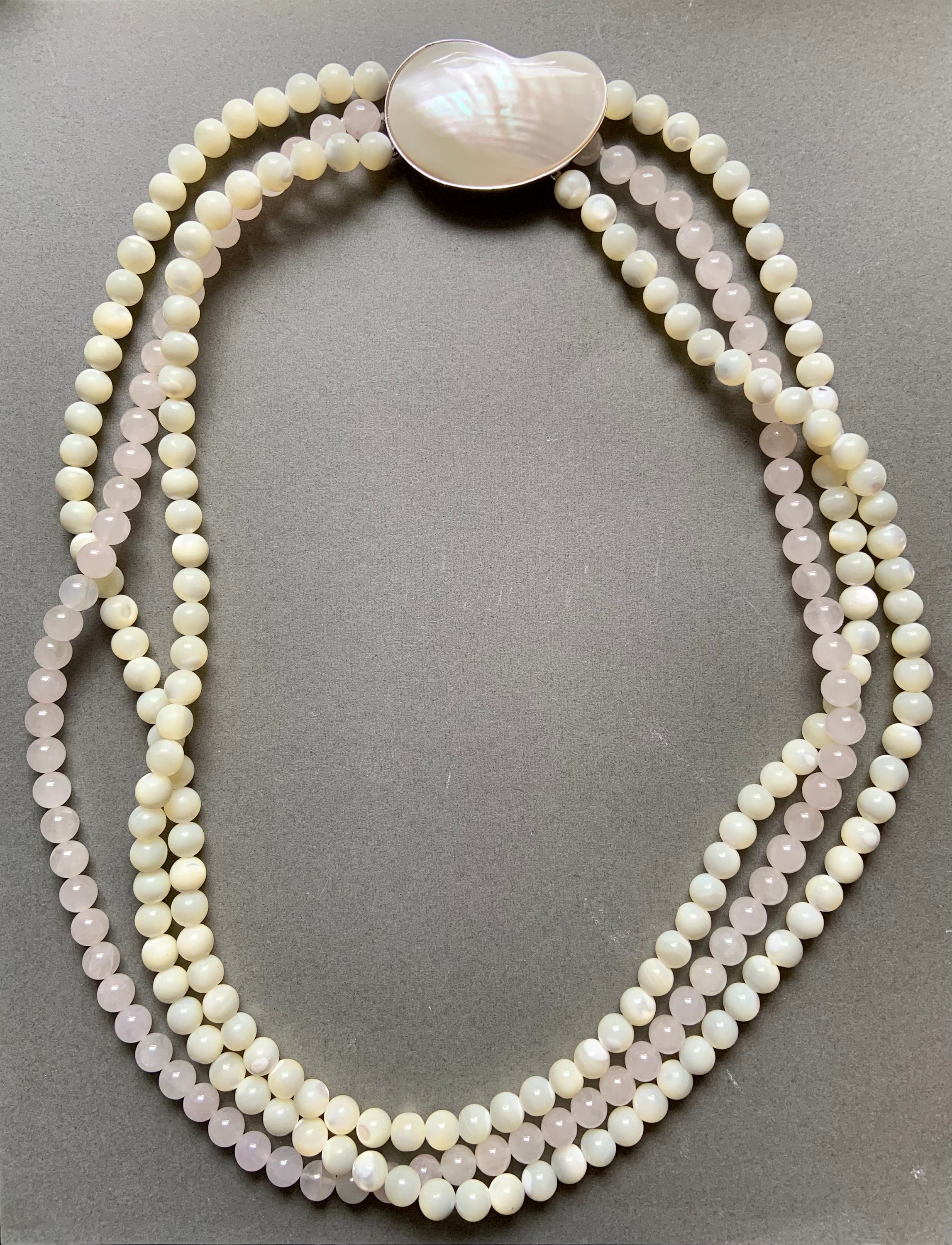 Yellow & Rose Quartz and Mother of Pearl Necklace - Etsy