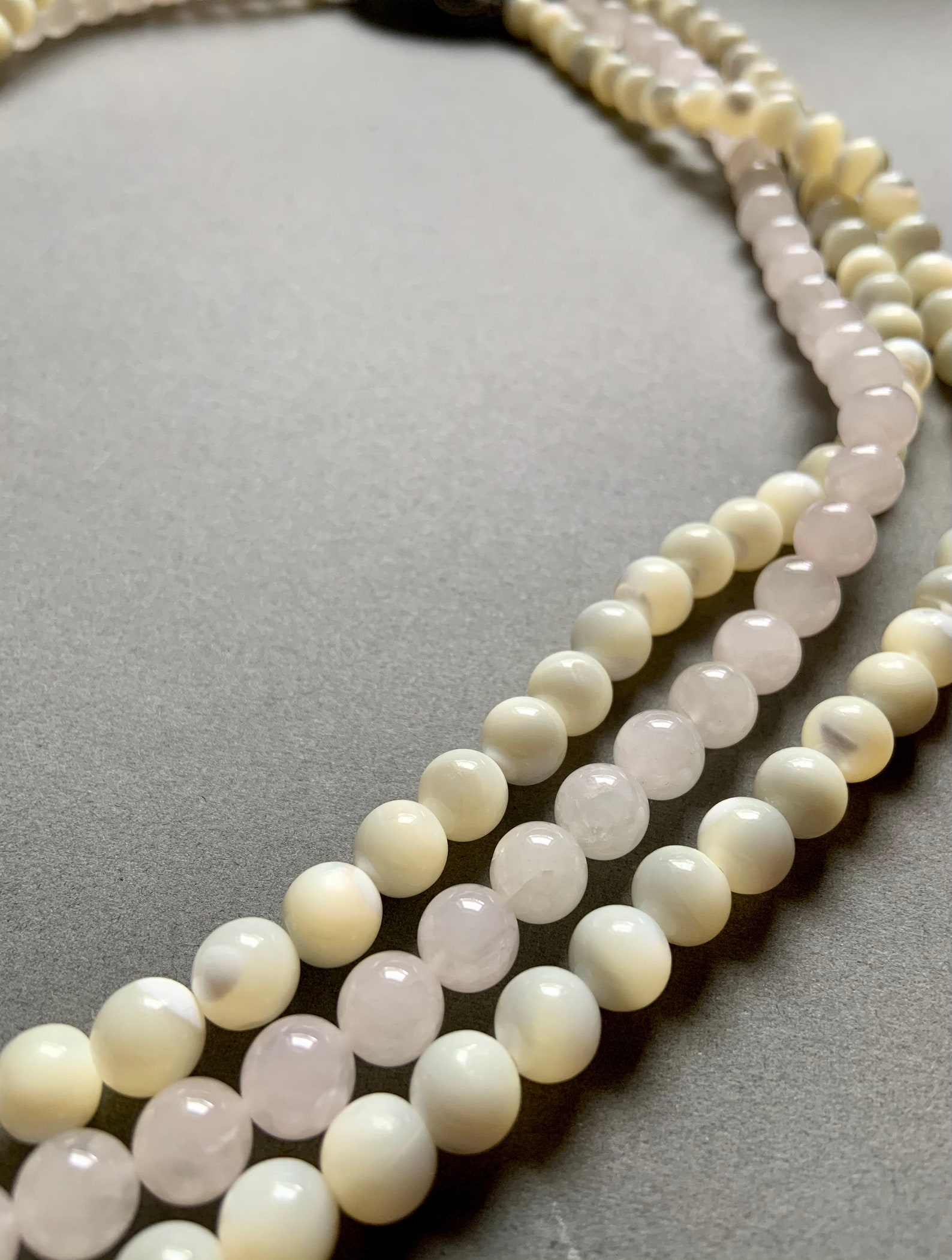 Yellow & Rose Quartz and Mother of Pearl Necklace - Etsy