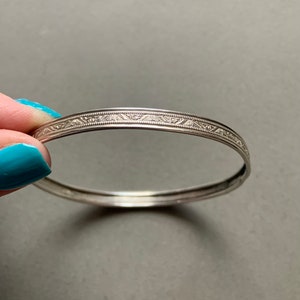 Antique Engraved Sterling Silver Bangle Bracelet - Etsy