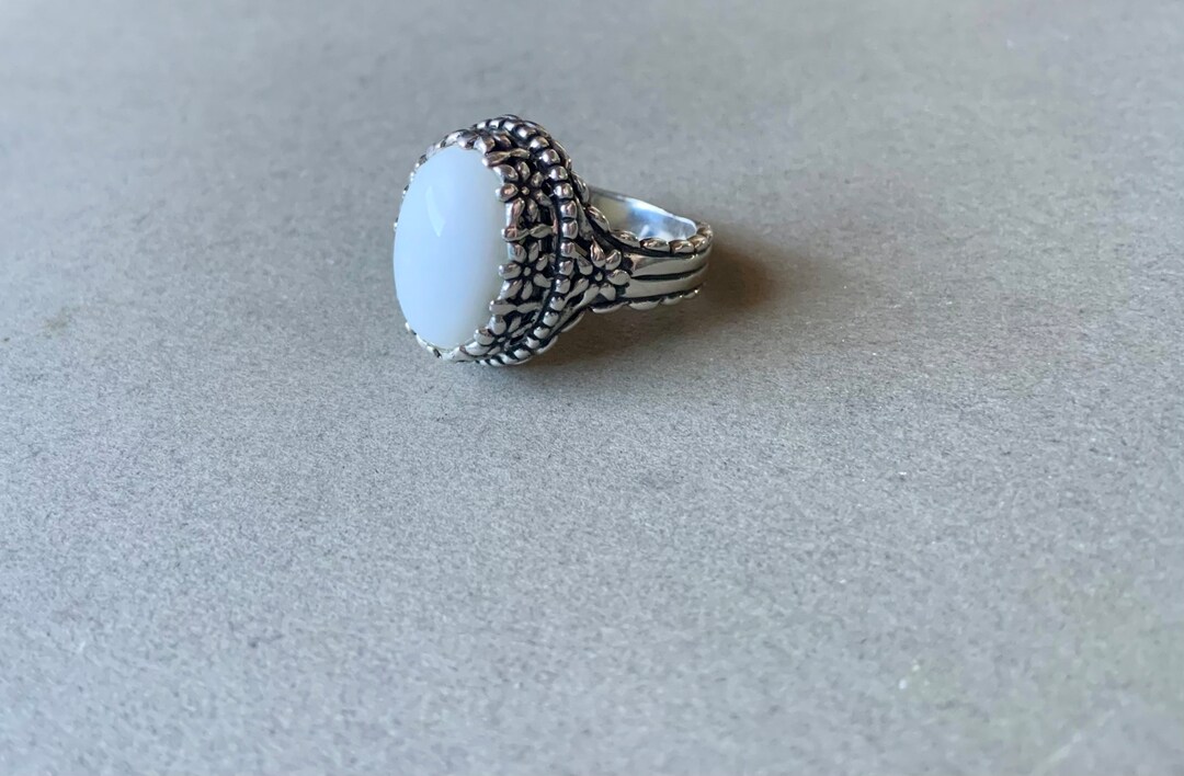 Carolyn Pollack/relios White Coral & Sterling Silver Flower Oval ...