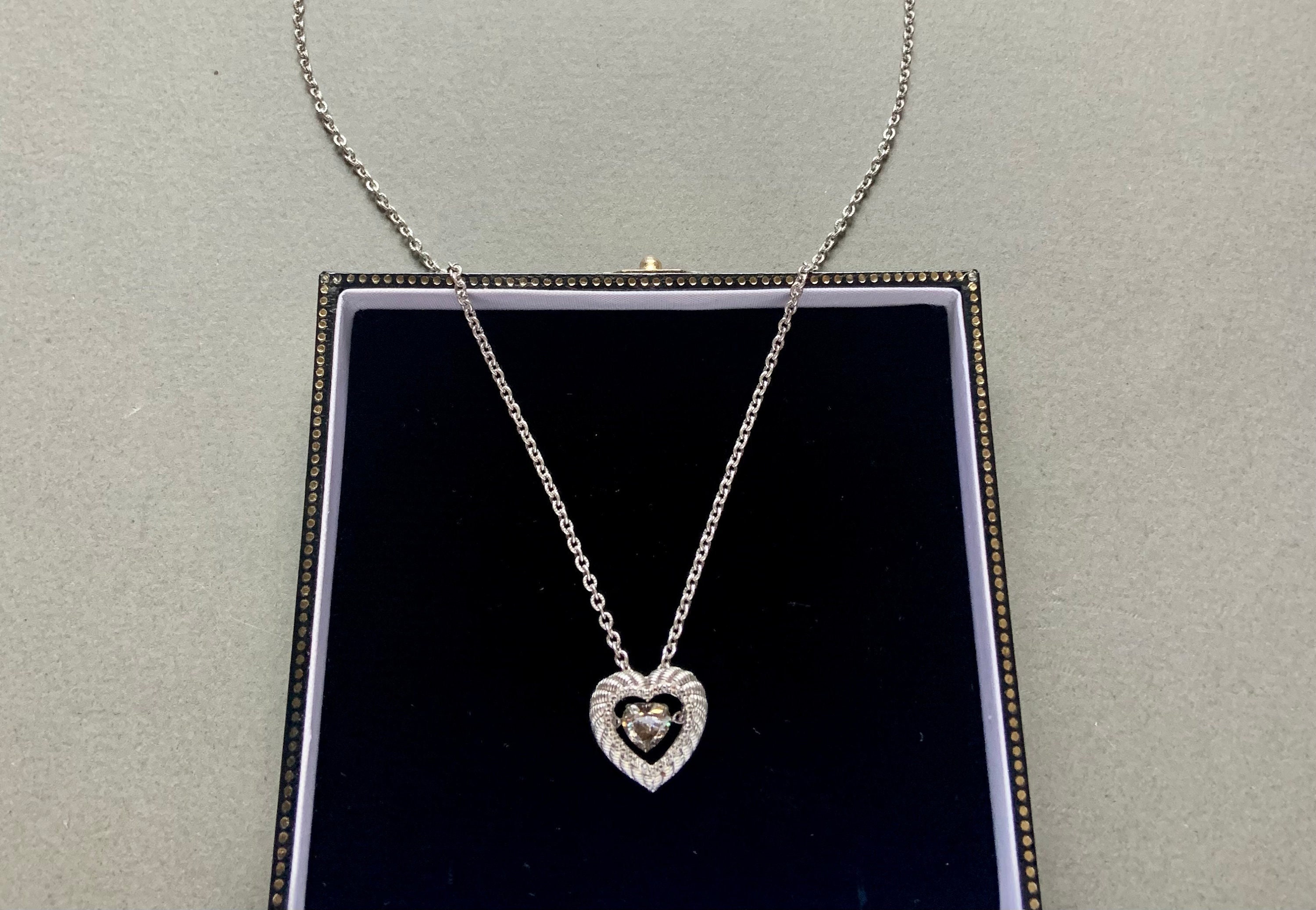 Judith Ripka Diamonique & Sterling Heart Pendant Necklace - Etsy