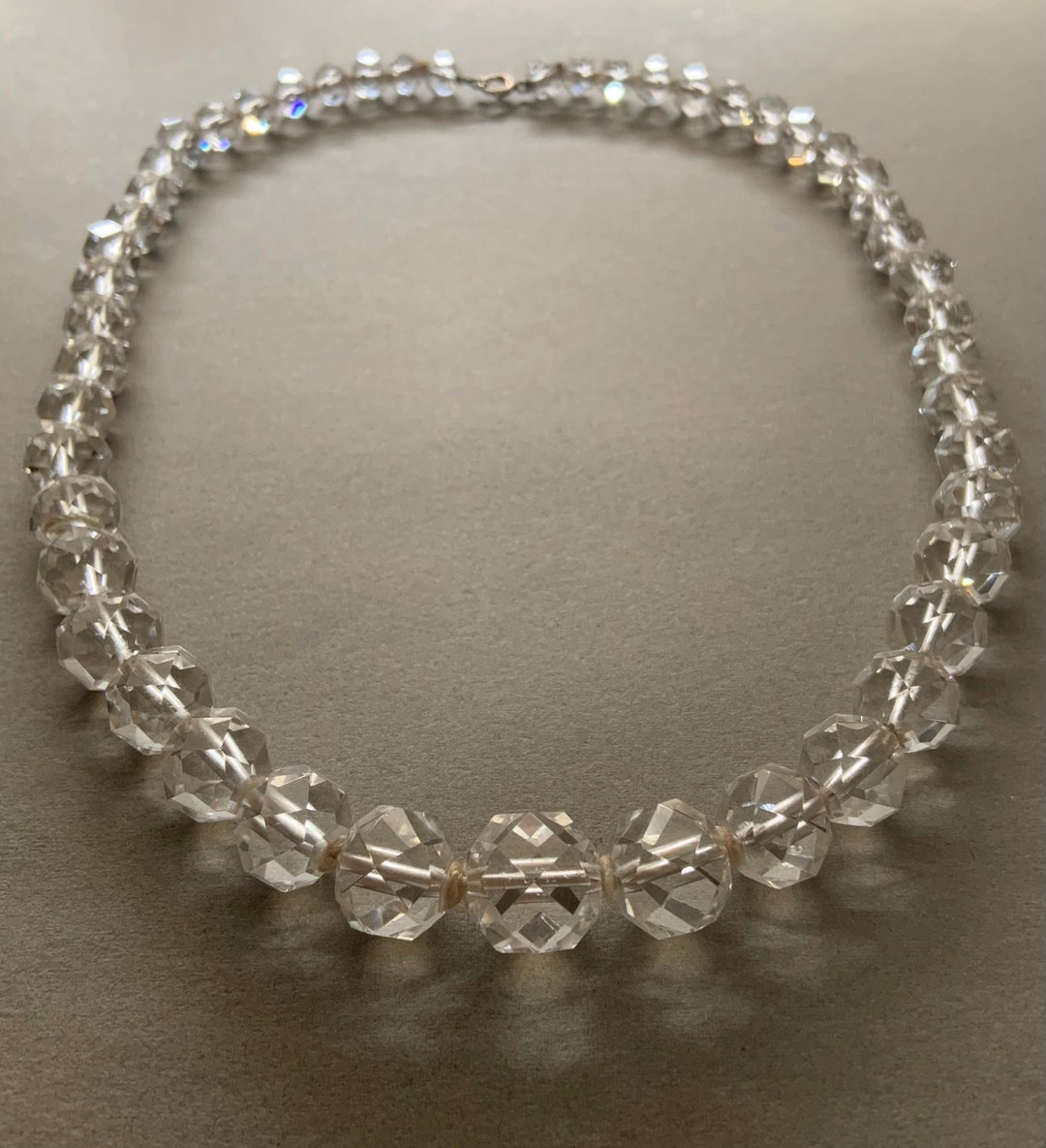 Antique Crystal Beaded Graduated Necklace - Etsy