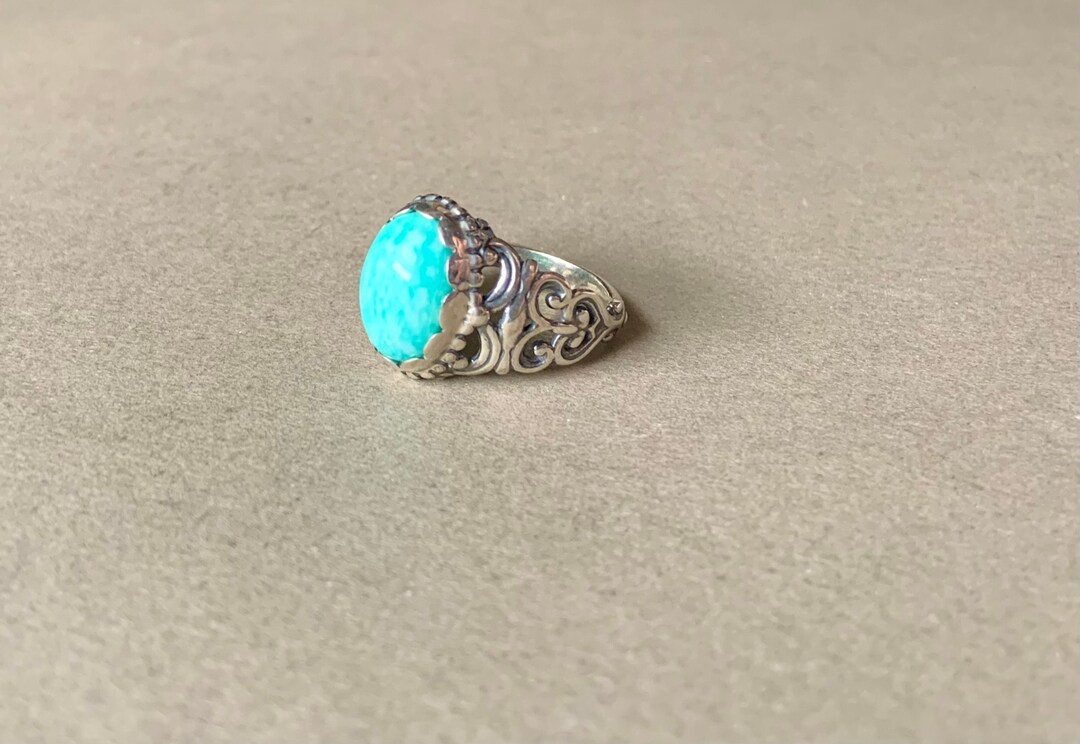 Carolyn Pollack/relios Amazonite Floral Oval Cocktail Ring Size 10 - Etsy