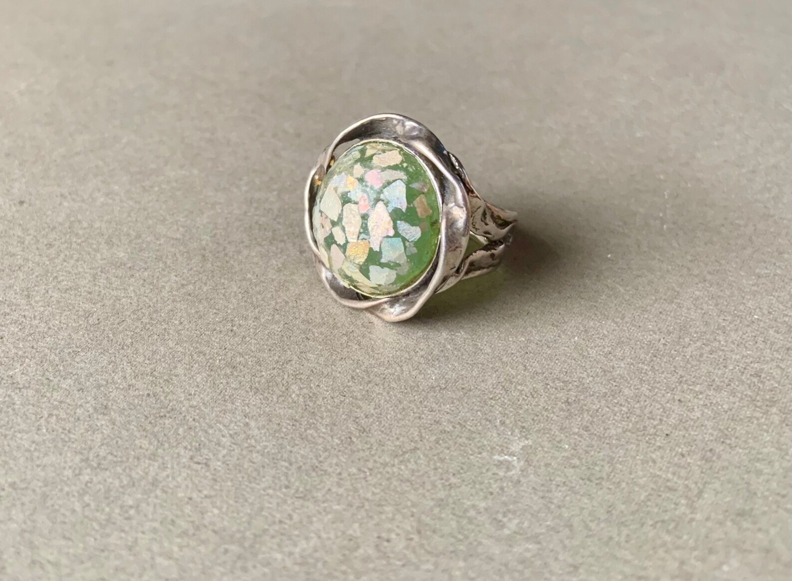 Paz Creations Green Roman Glass Circle Statement Ring Size 6 - Etsy