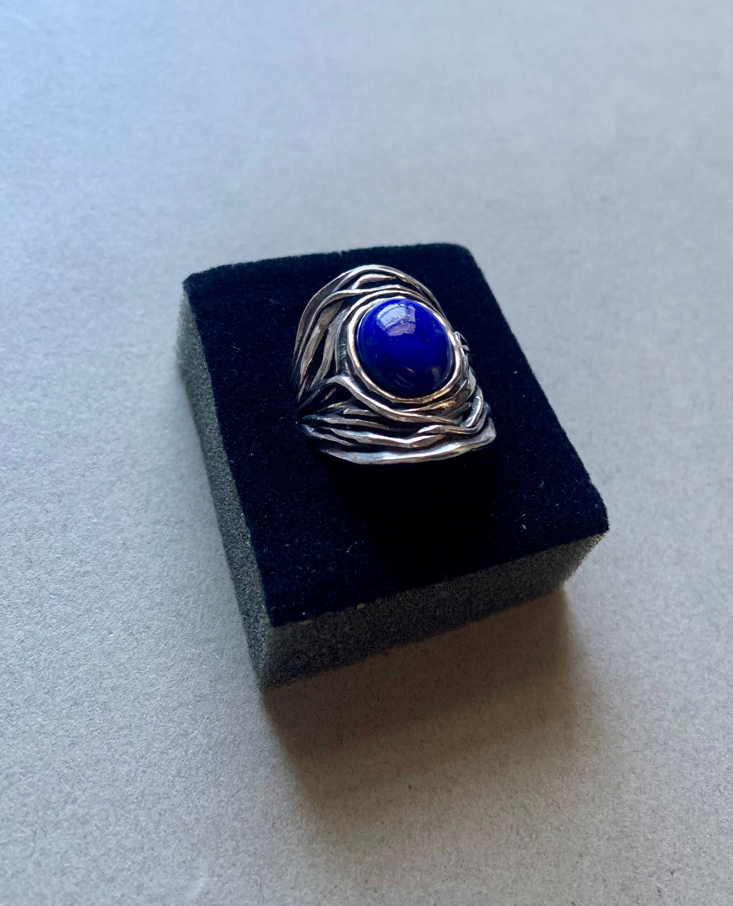 Paz Creations Israel Lapis Lazuli & Sterling Silver Statement Ring Size ...