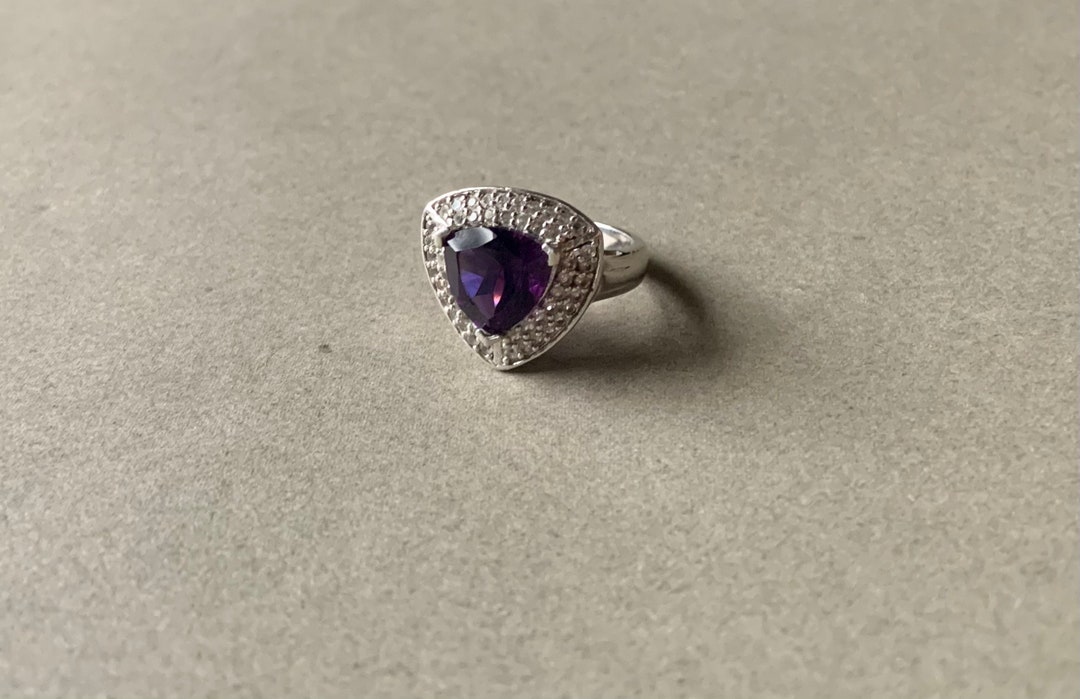 Quintessence Jewelry QJ India 925 Amethyst Rounded Triangle Sterling ...
