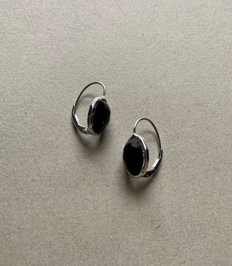 Georg Jensen Onyx & Sterling Silver Leverback Earrings - Etsy