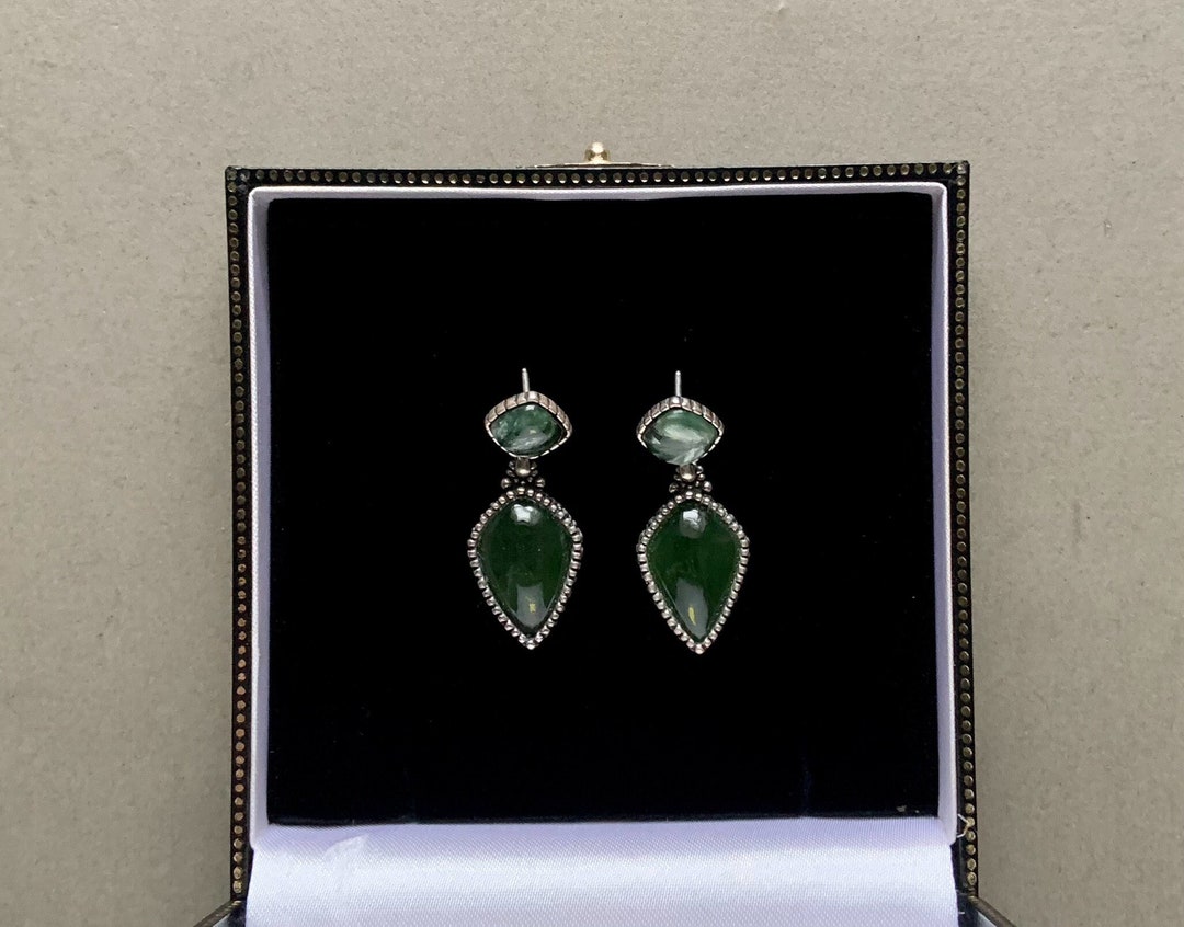 Carolyn Pollack/relios Serpentine & Dyed Marble Sterling Silver Drop ...