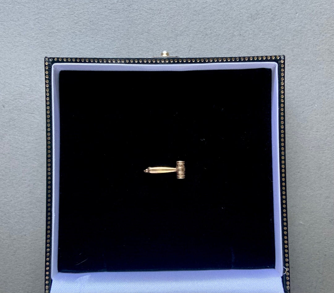 Solid 10k Gold Small Gavel Pin - Etsy