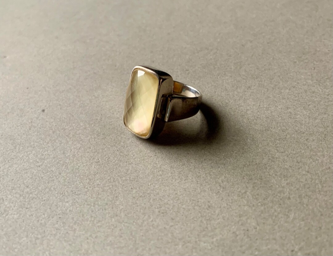 Whitney Kelly Yellow Mother of Pearl & Sterling Silver Doublet Ring ...