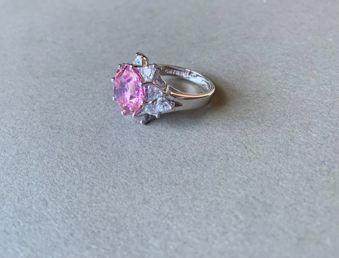 Nolan Miller Pink Spinel & Cubic Zirconia Sterling Silver Ring Size 8 ...