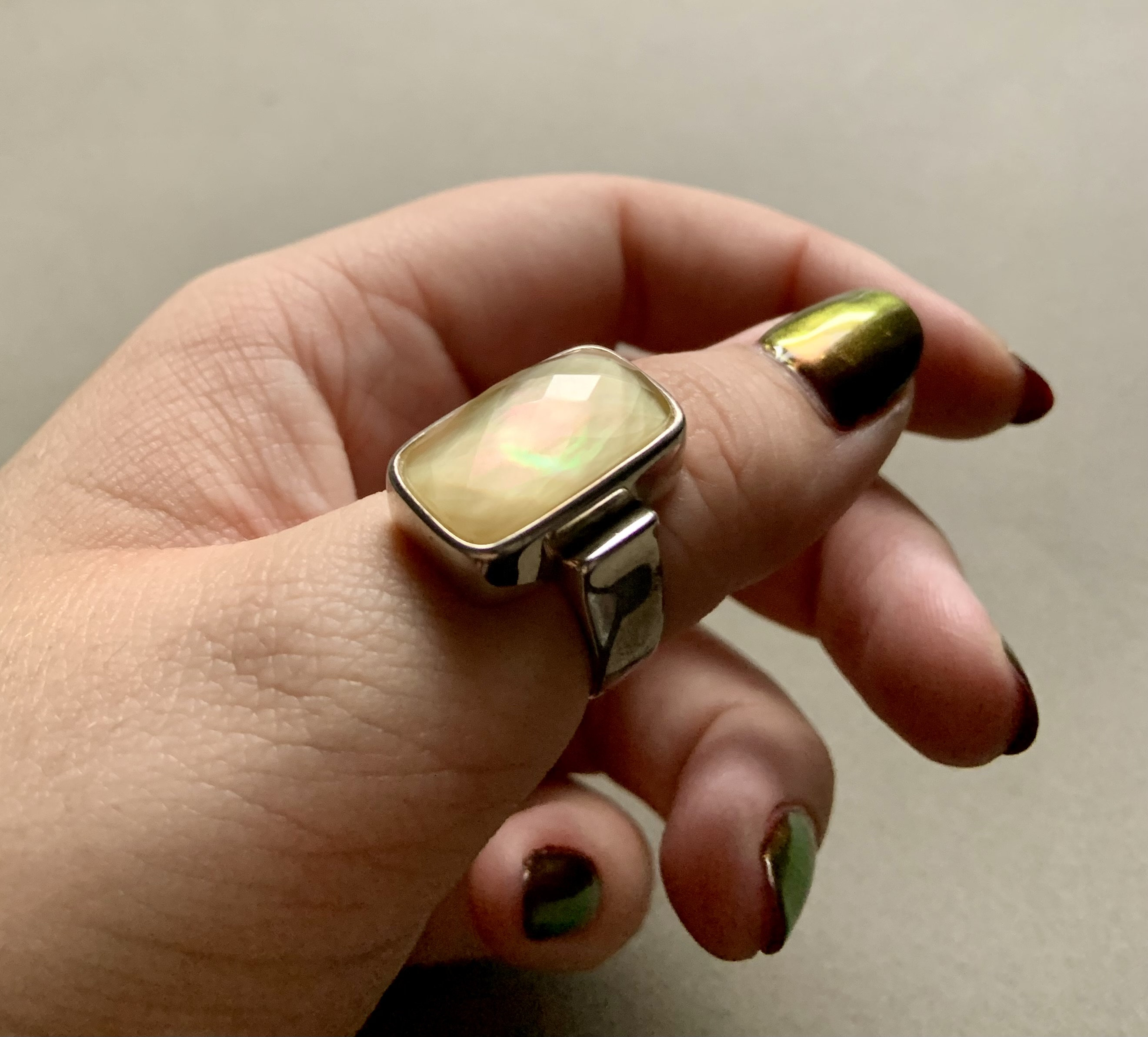 Whitney Kelly Yellow Mother of Pearl & Sterling Silver Doublet - Etsy