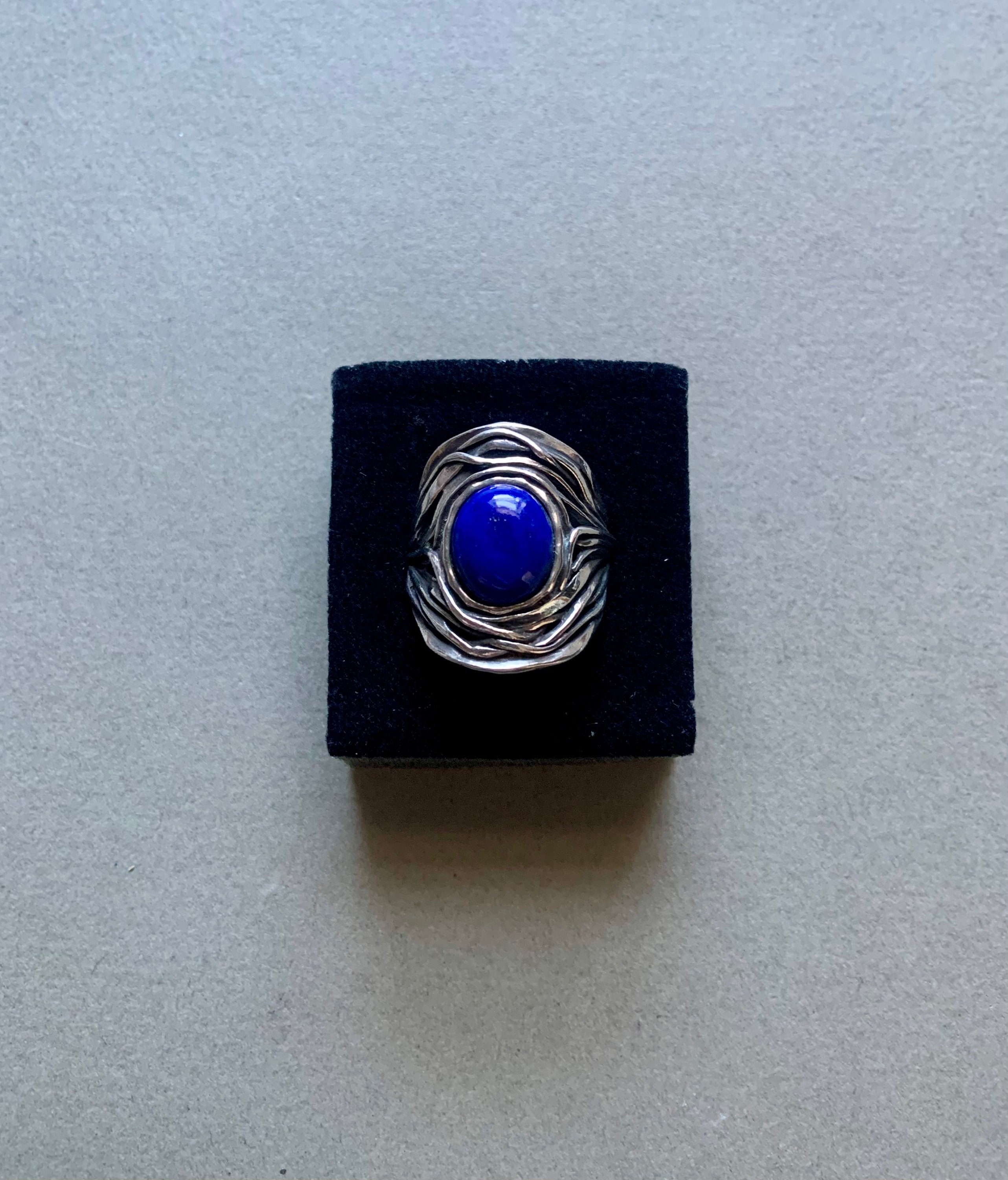 Paz Creations Israel Lapis Lazuli & Sterling Silver Statement Ring Size ...