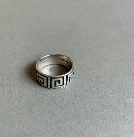 Sterling Silver Meander Pattern Ring Signed NF Thaila… - Gem
