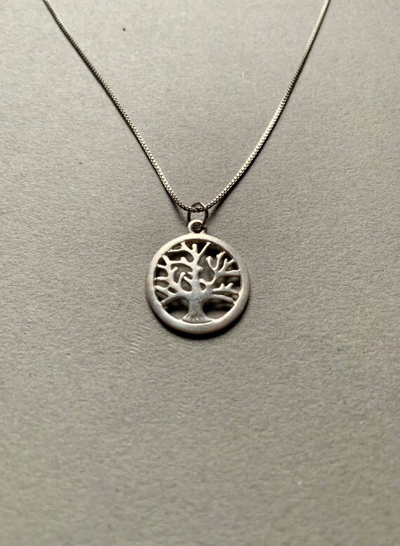 Tree of Life Sterling Silver Chain Necklace - Gem