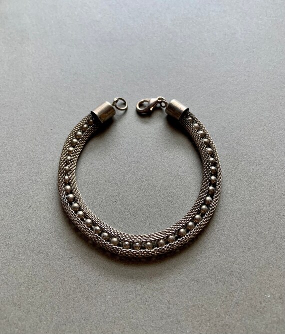 Sterling Silver Mesh Chainmail Bracelet - Gem