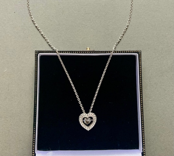 Judith Ripka Diamonique & Sterling Heart Pendant Neck… - Gem