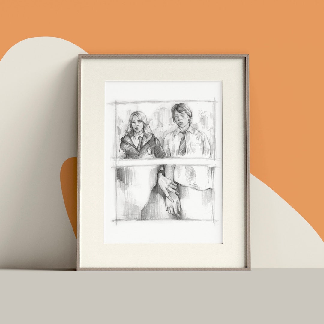 Harry Potter meet Buckbeak Scene Illustration ron & Hermione Art Print ...
