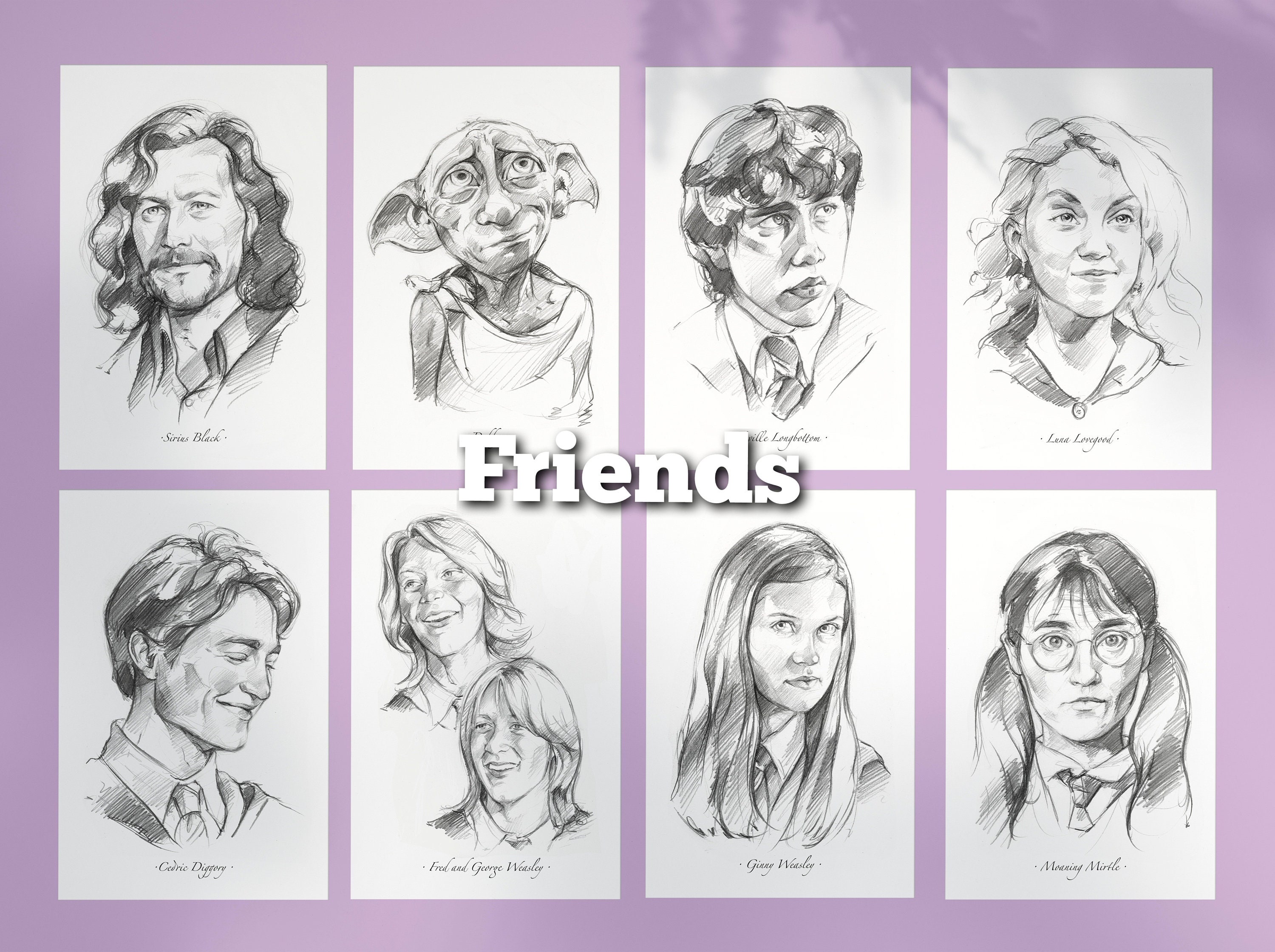 Harry Potter Character Illustration Packs Art Prints - Etsy